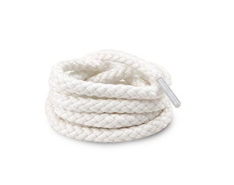 Chunky Laces 10mm Thick Cotton Rope Shoelaces Natural With White Tips ...