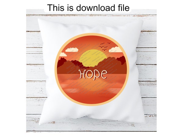 Sublimation Png Printable Wall Sunset Art With the Word Hope | Etsy