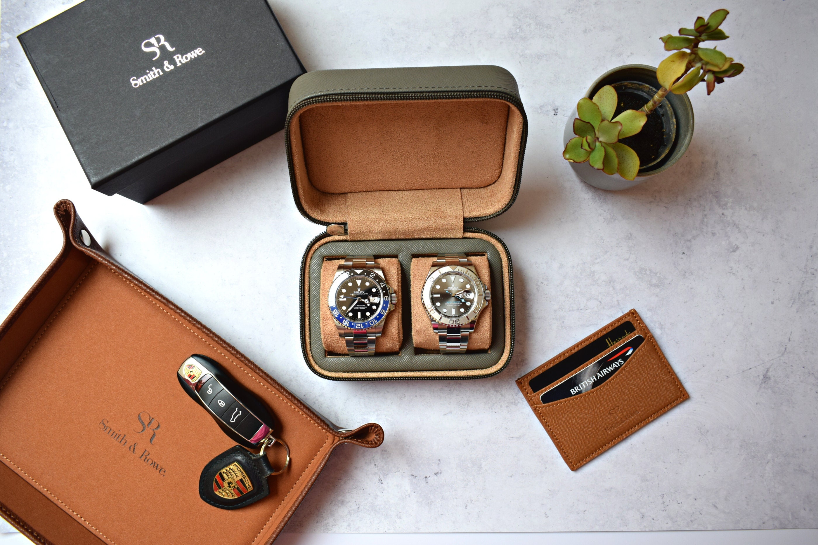 Double Watch Travel Case, Watch Storage Organiser for 2 Watches ...