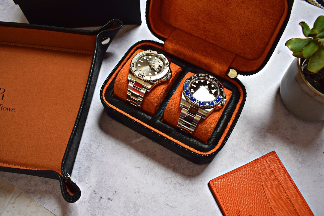 Double Watch Travel Case, Watch Storage Organiser for 2 Watches ...