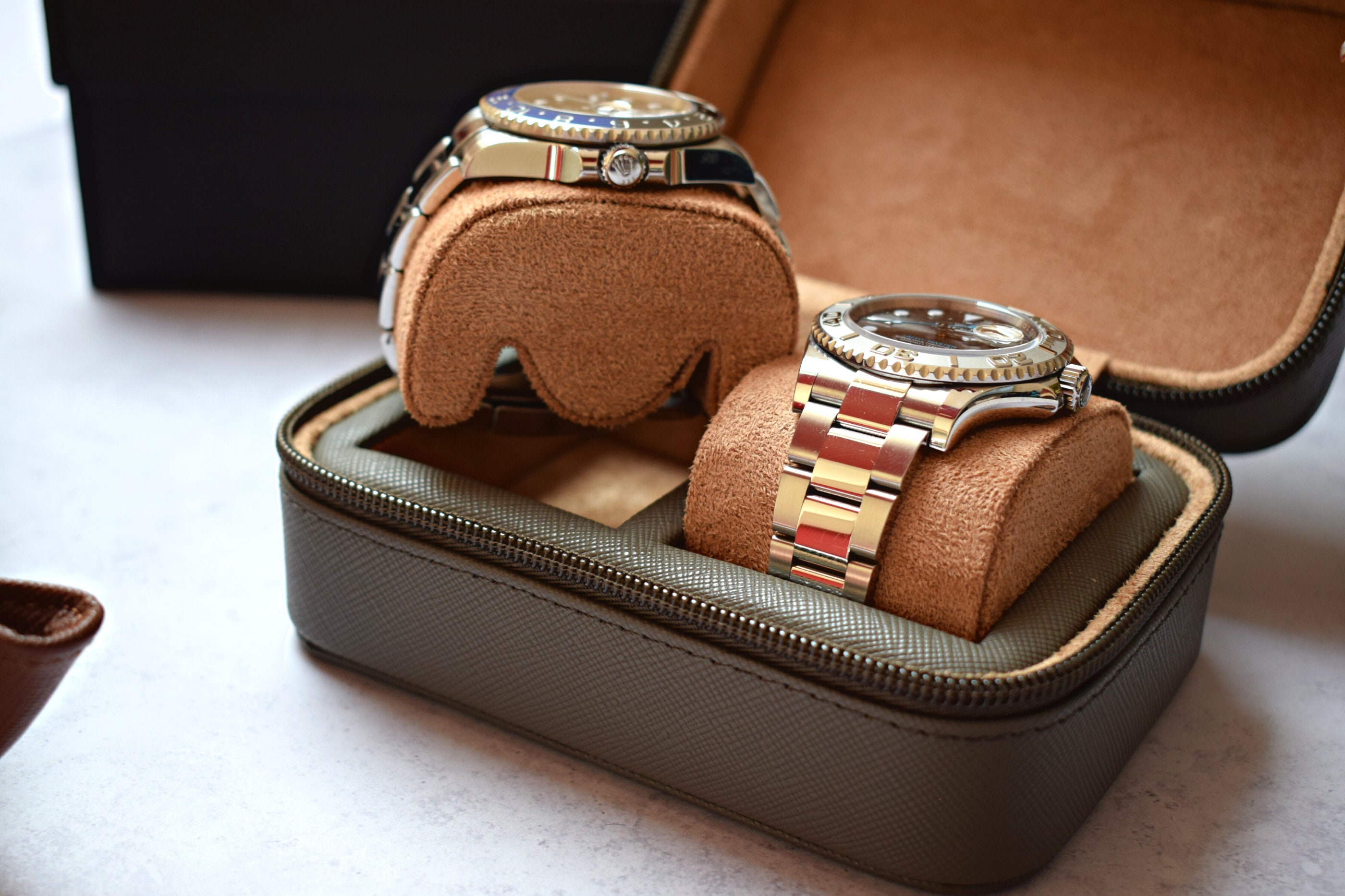 Double Watch Travel Case, Watch Storage Organiser for 2 Watches ...