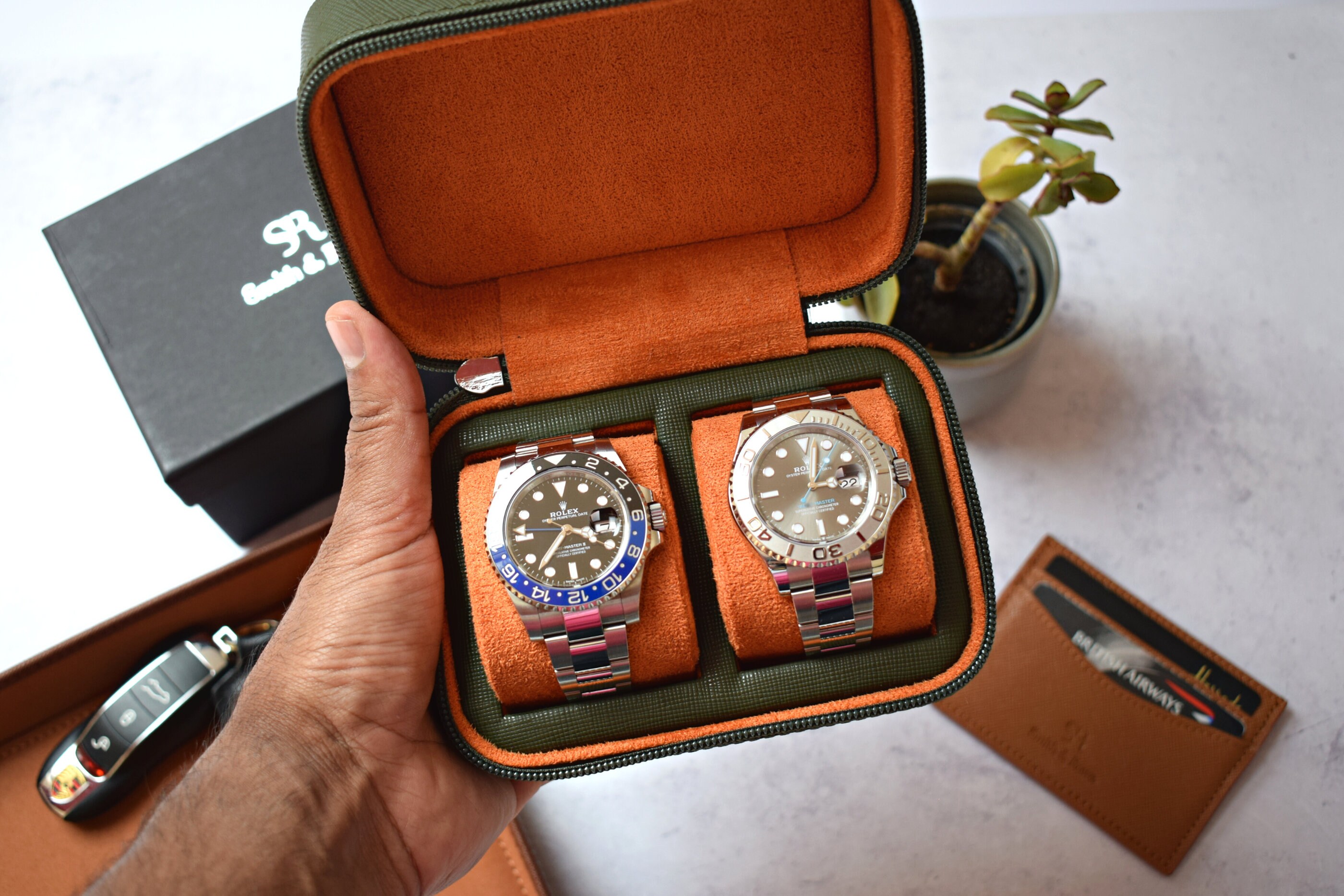 Double Watch Travel Case, Watch Storage Organiser for 2 Watches ...
