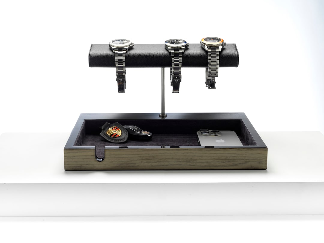 Watch Stand + Valet Tray | Mens Docking Station | Luxury Watch Holder ...