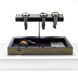 Watch Stand + Valet Tray | Mens Docking Station | Luxury Watch Holder ...