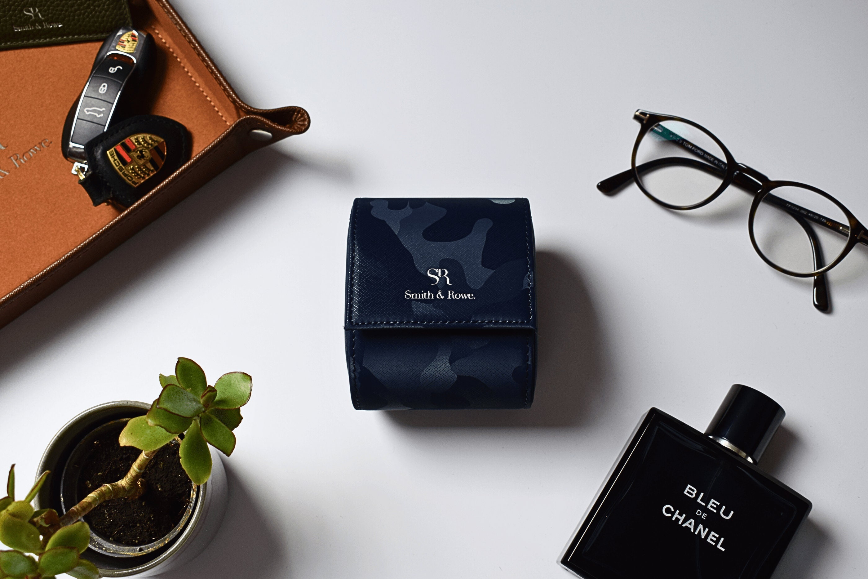Blue Camo Italian Leather Single Watch Box for Men, Watch Roll, Travel ...