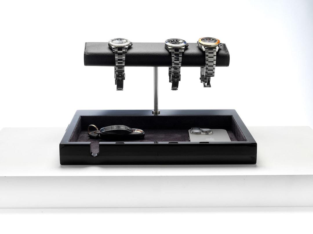 Luxury Watch Holder Stand+valet Tray for Men, Wooden Catchall Tray, Men ...