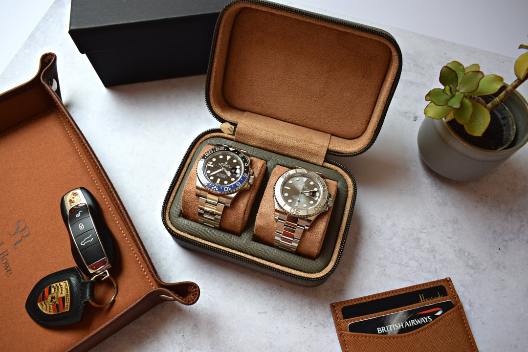 Double Watch Travel Case, Watch Storage Organiser for 2 Watches ...