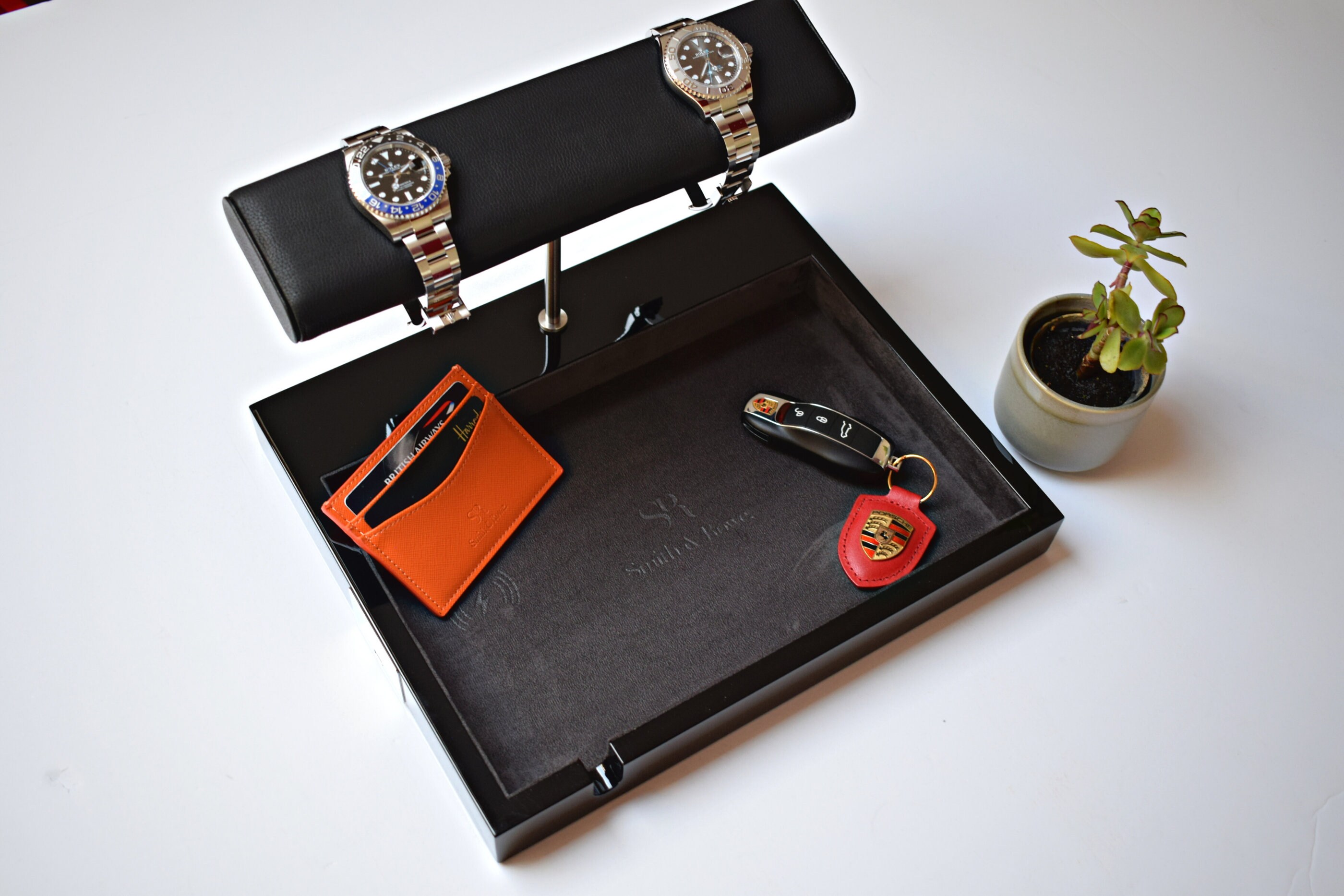 Luxury Watch Holder Stand+valet Tray for Men, Wooden Catchall Tray, Men ...