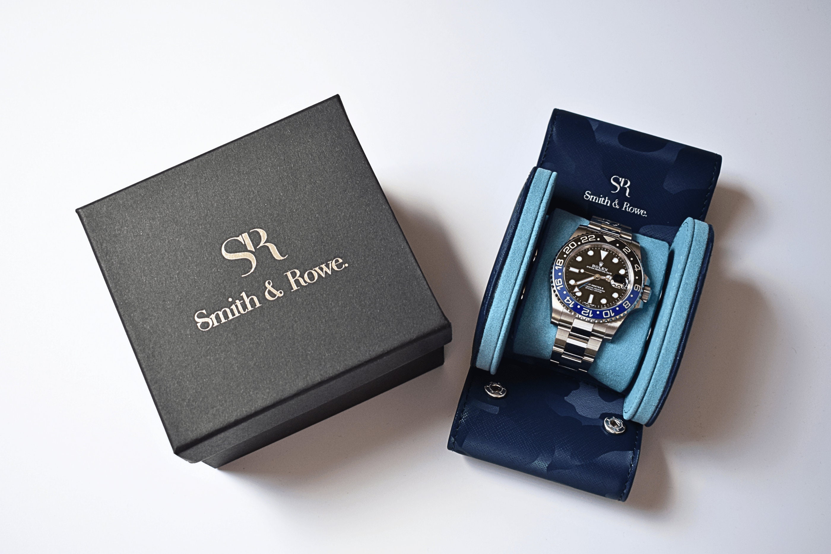 Blue Camo Italian Leather Single Watch Box for Men, Watch Roll, Travel ...