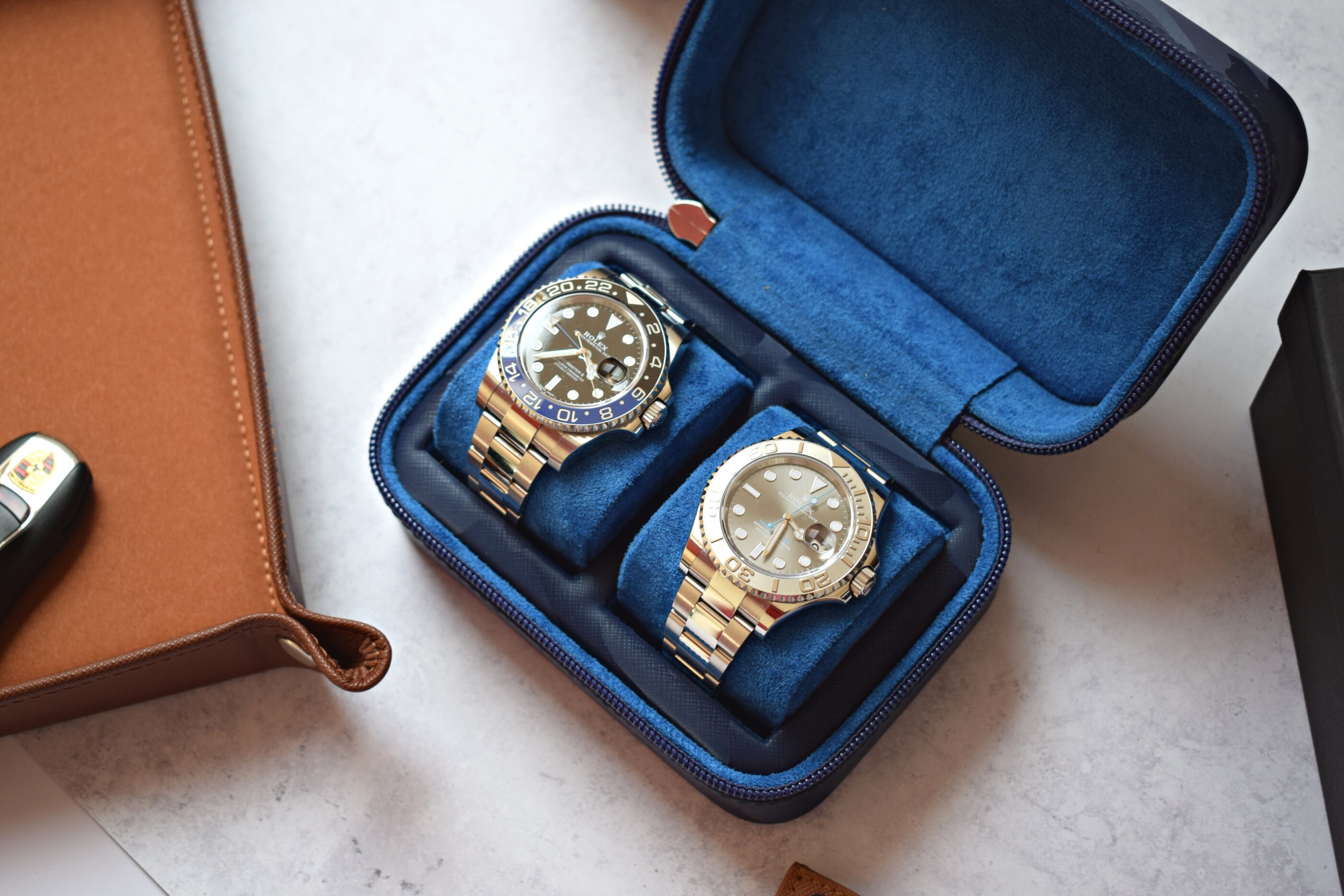 Double Watch Travel Case, Watch Storage Organiser for 2 Watches ...