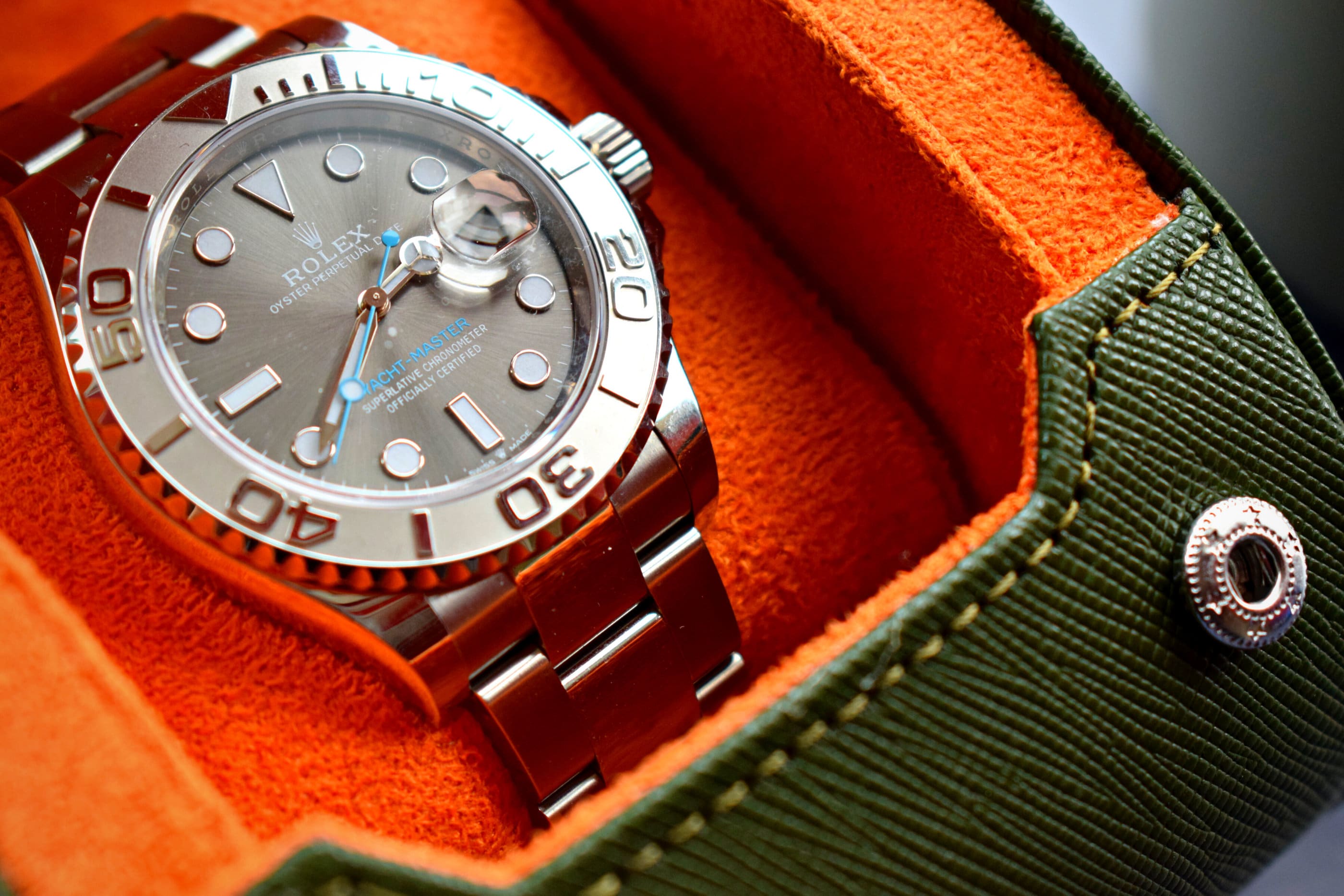 Olive Green Leather Single Watch Box for Men, Leather Watch Roll, 1 ...