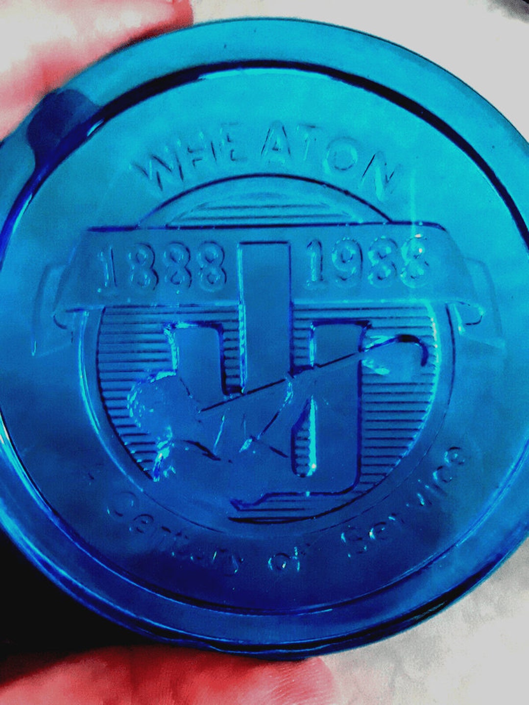 Wheaton Blue Glass Paperweight 1888-1988 A Century of Service - Etsy