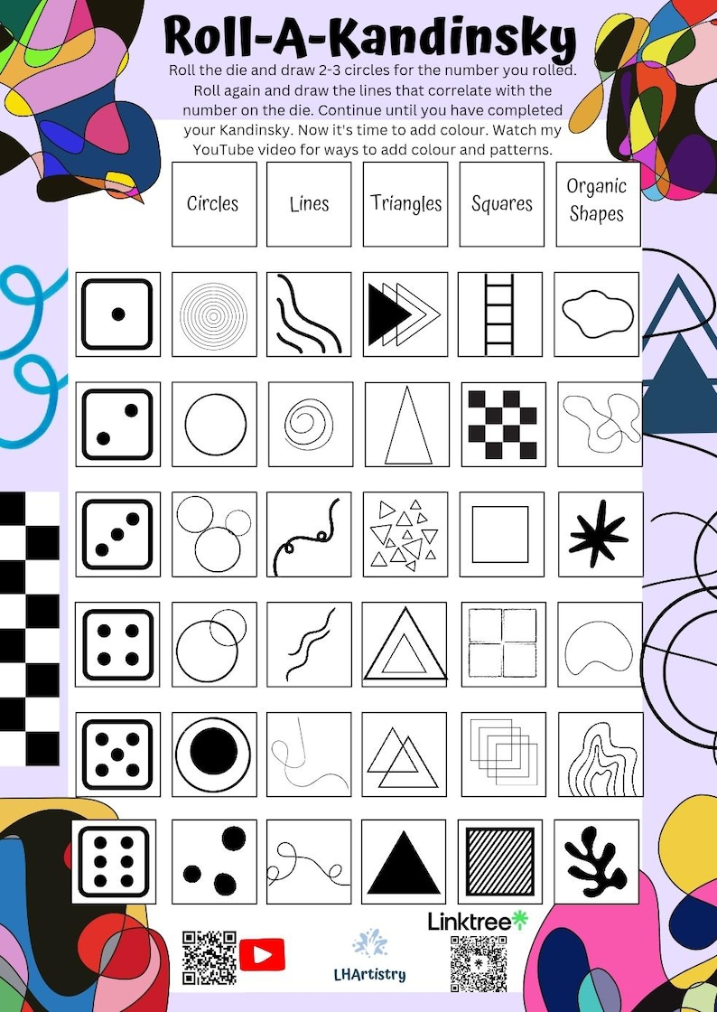 Roll-a-kandinsky Interactive Art Activity - Etsy