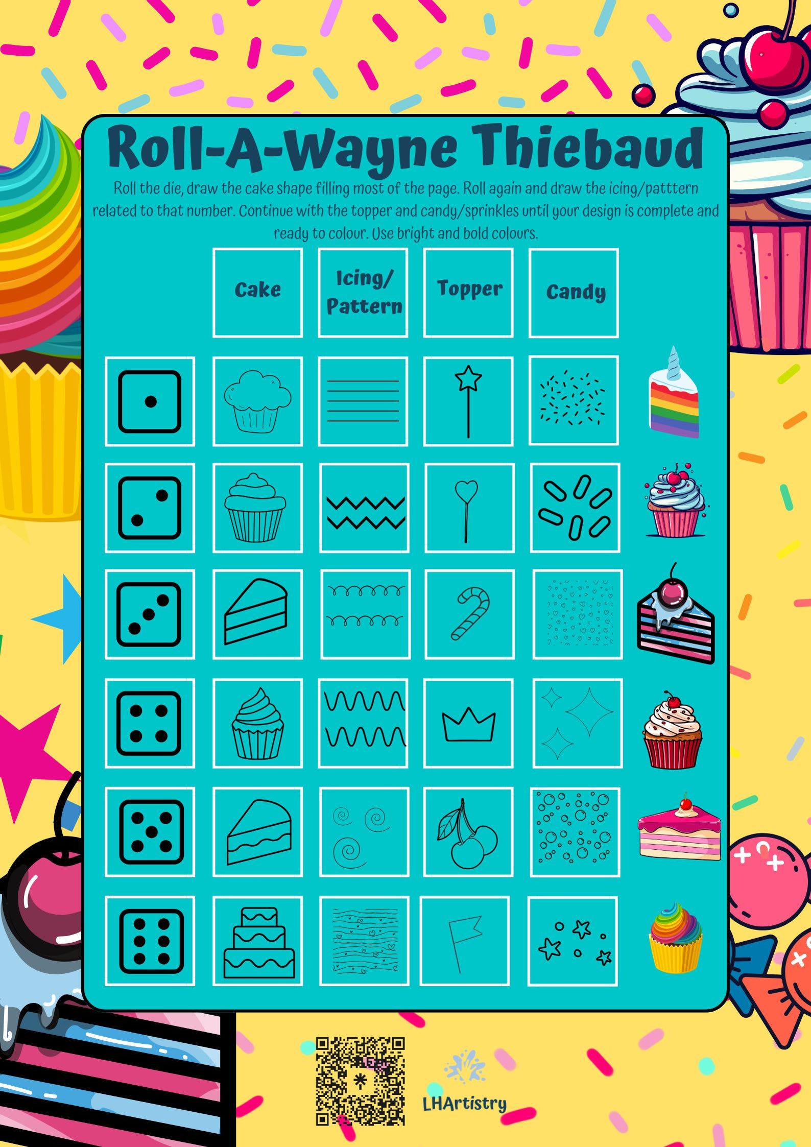 Roll-a-wayne Thiebaud – Interactive Art Activity - Etsy