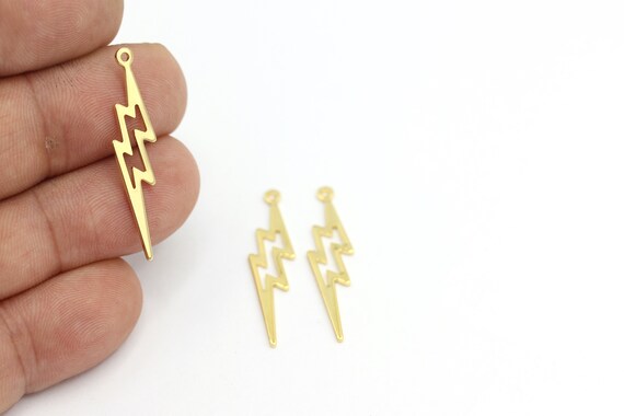 24k Gold Plated Lightning Charms Lightning Earring Charms | Etsy