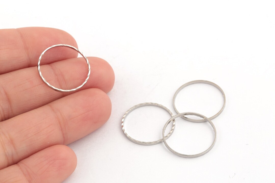 18mm Rhodium Plated Knurled Circle Connector, Textured Circle Pendant ...