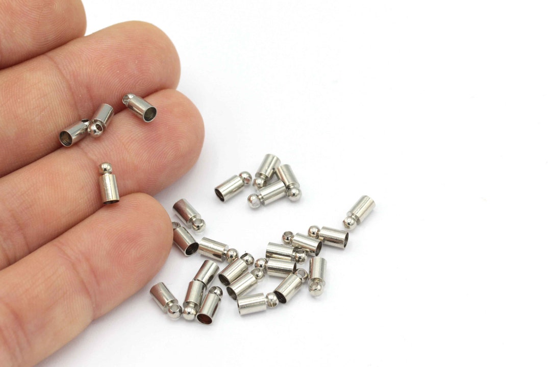 İnner 3mm Silver Plated End Caps, Cord End, Silver Beads Cap,cord Tip ...
