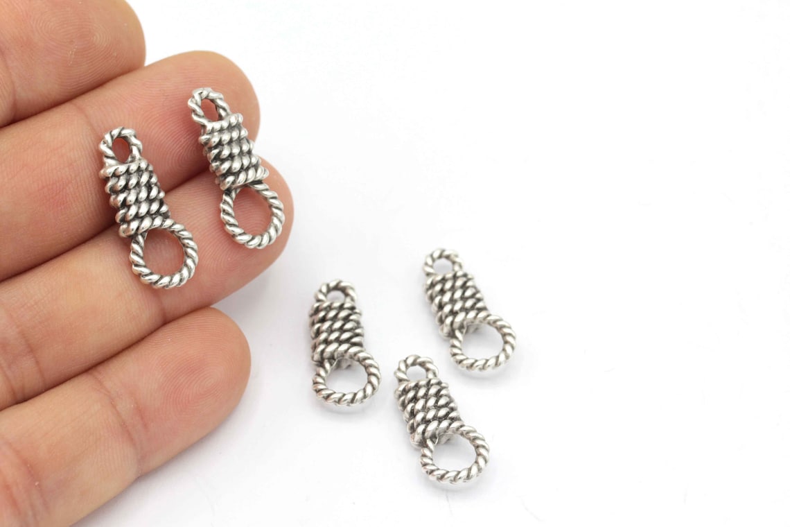 Antique Silver Rope Charms, Rope Pendant, Rope Earring Charms, Rope ...