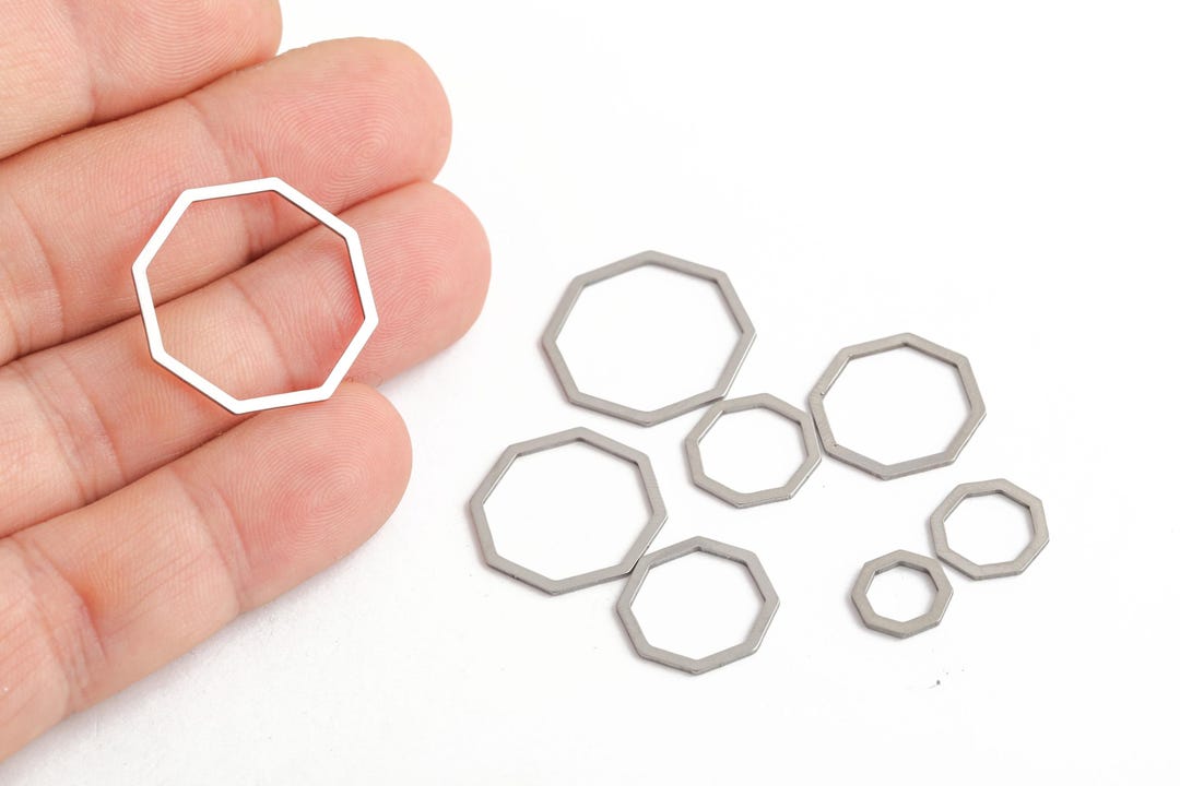 Stainless Steel Octagon Frame Link, Laser Cut Metal Jewelry Components ...
