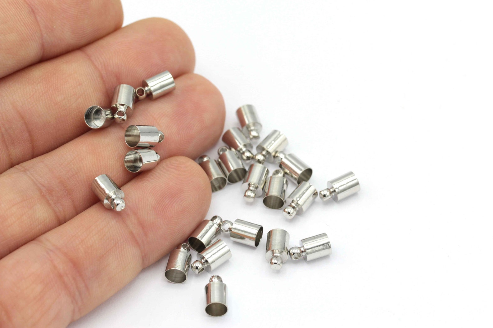 İnner 4.5mm Silver Plated End Caps, Cord End, Beads Cap,cord Tip, Solid ...