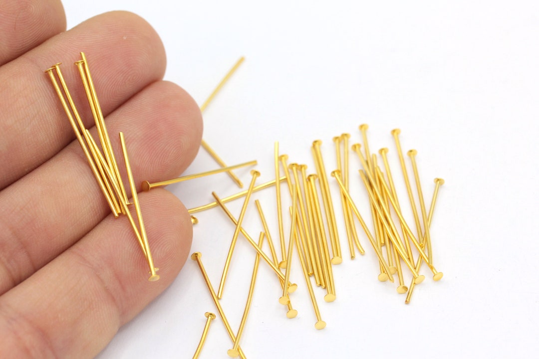 0.8x30mm 24k Gold Plated Head Pin, Jewelry Making, Head Pin, Whosale ...