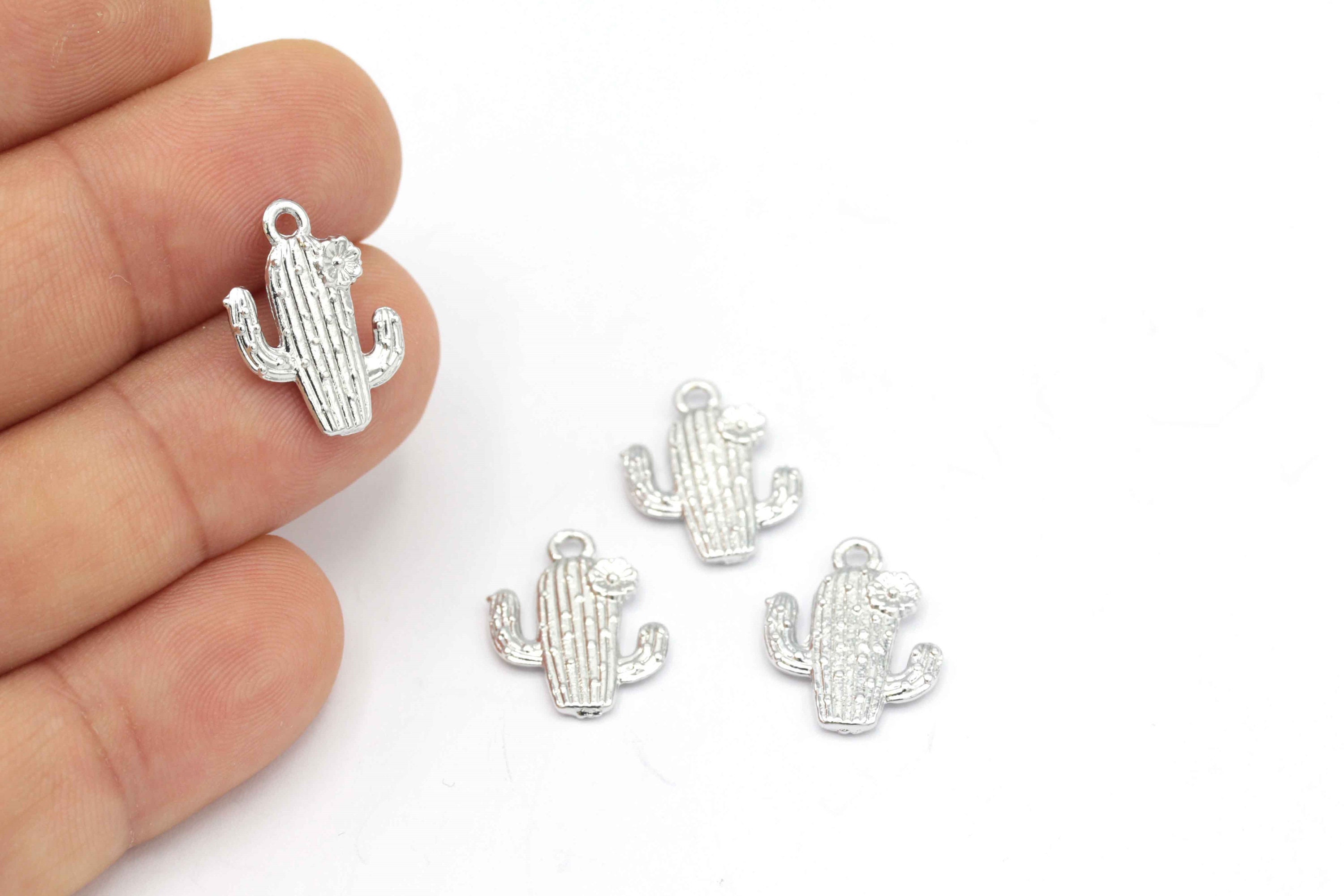 Silver Plated Cactus Charms Cactus Pendant Cactus Earring | Etsy