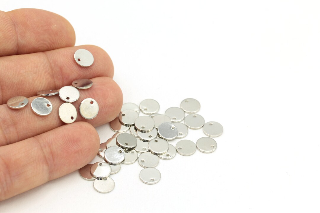 8 Mm Round Disc, Silver Plated Disc, Stamped Disc, Coins, 1 Holes Disc ...