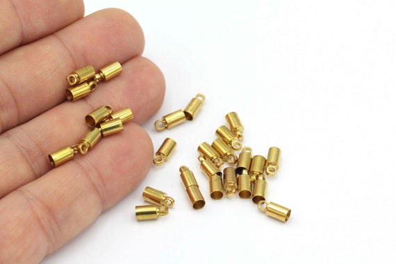 İnner Hole 3.5mm Raw Brass End Caps Cord End Raw Brass Beads - Etsy