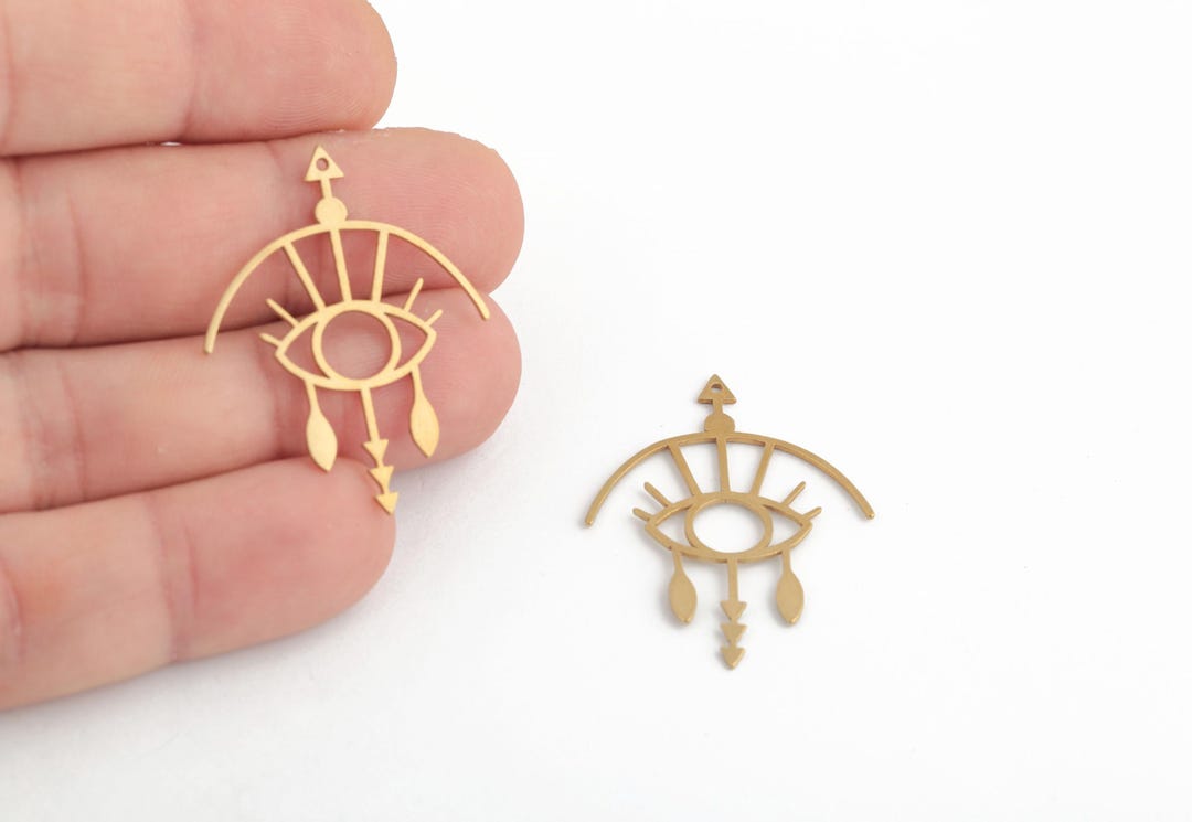 Raw Brass Third Eye Power Pendant, Mystic Eye and Arrow Pendant, Laser ...