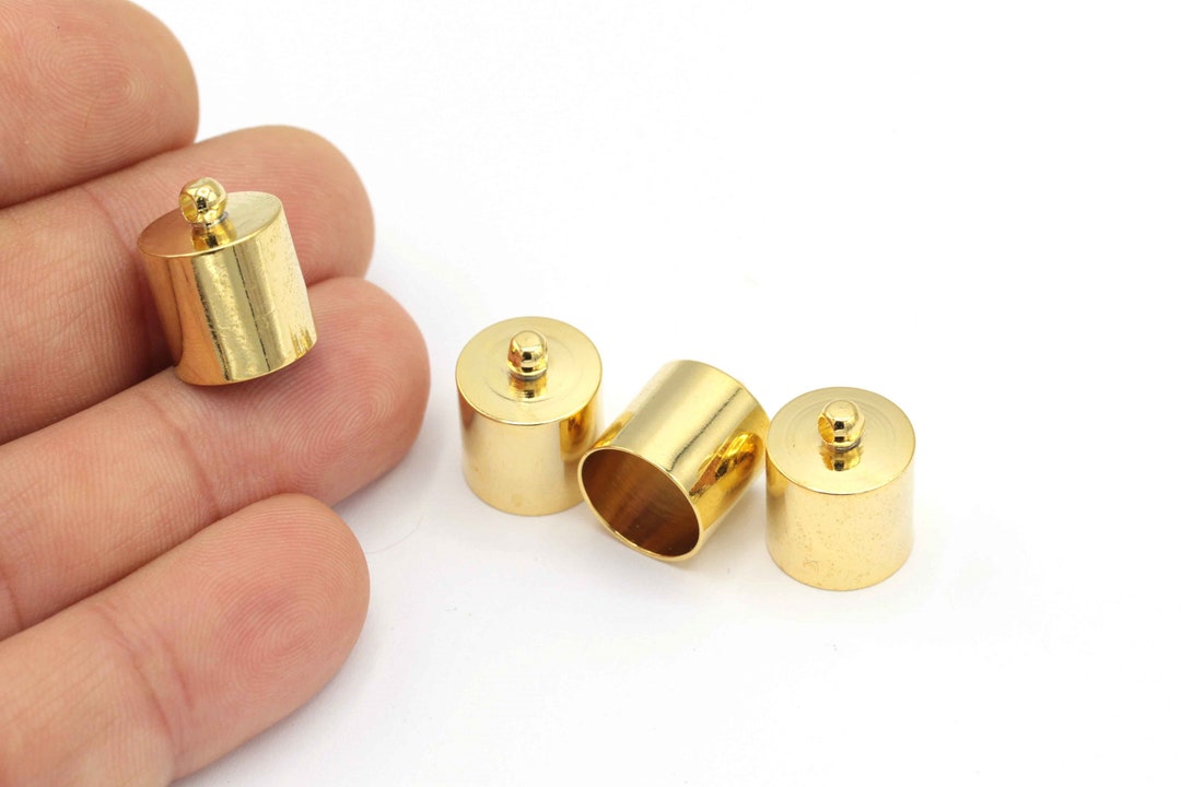 İnner 12mm -24k Gold Plated End Caps, Cord End, Beads Cap,cord Tip ...