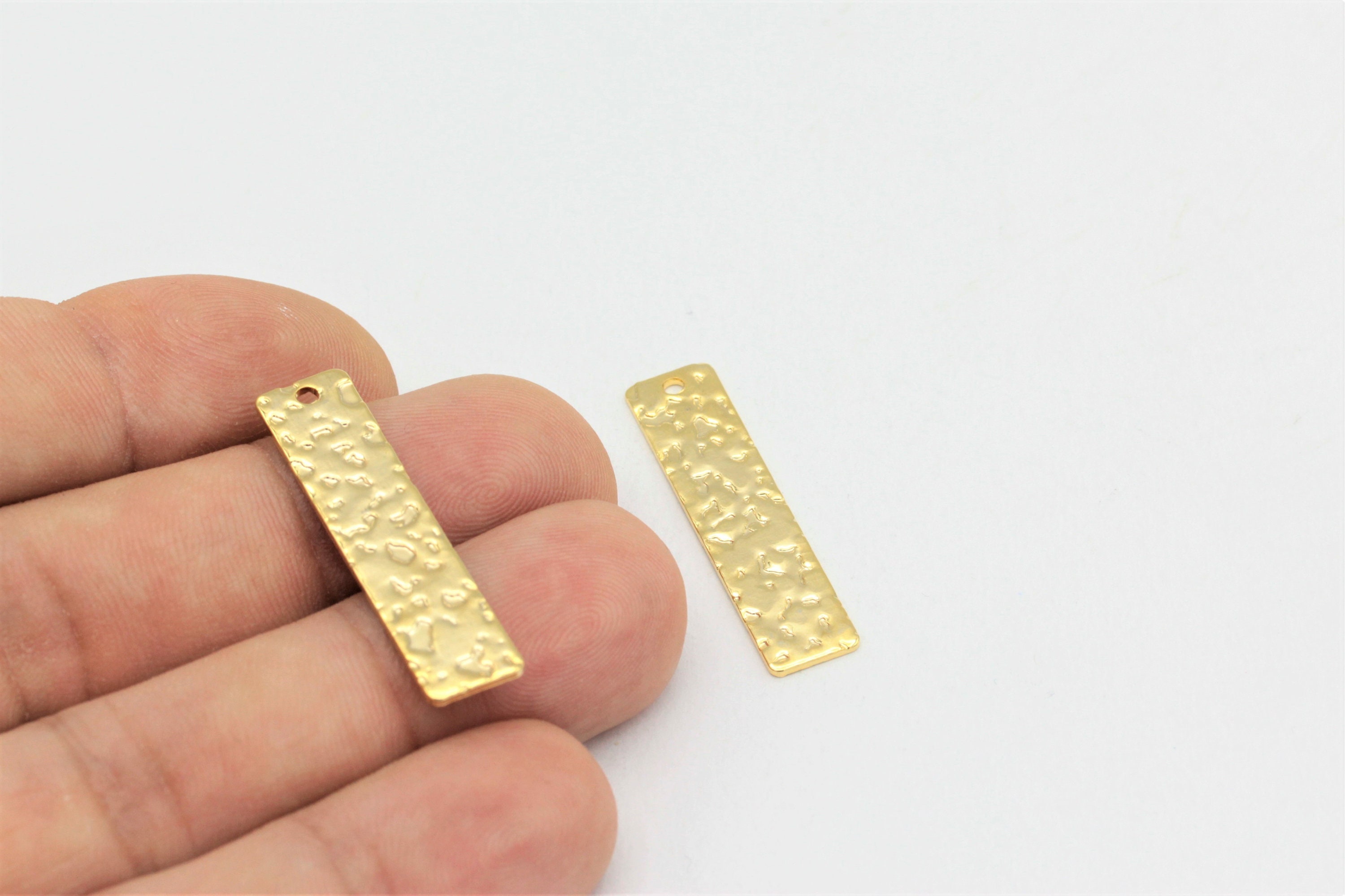 24k Gold Plated Rectangle Hammered CharmsBrass | Etsy