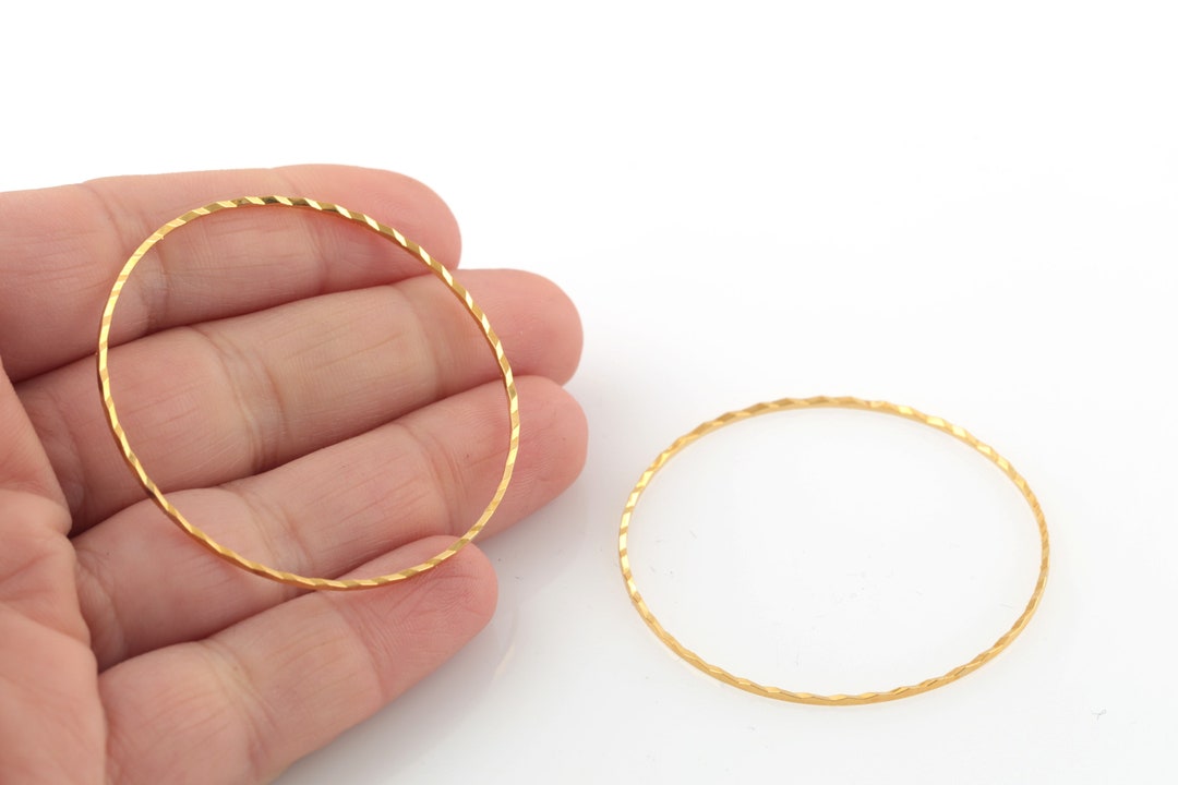 45mm 24k Gold Plated Knurled Circle Connector, Gold Plated Circle ...