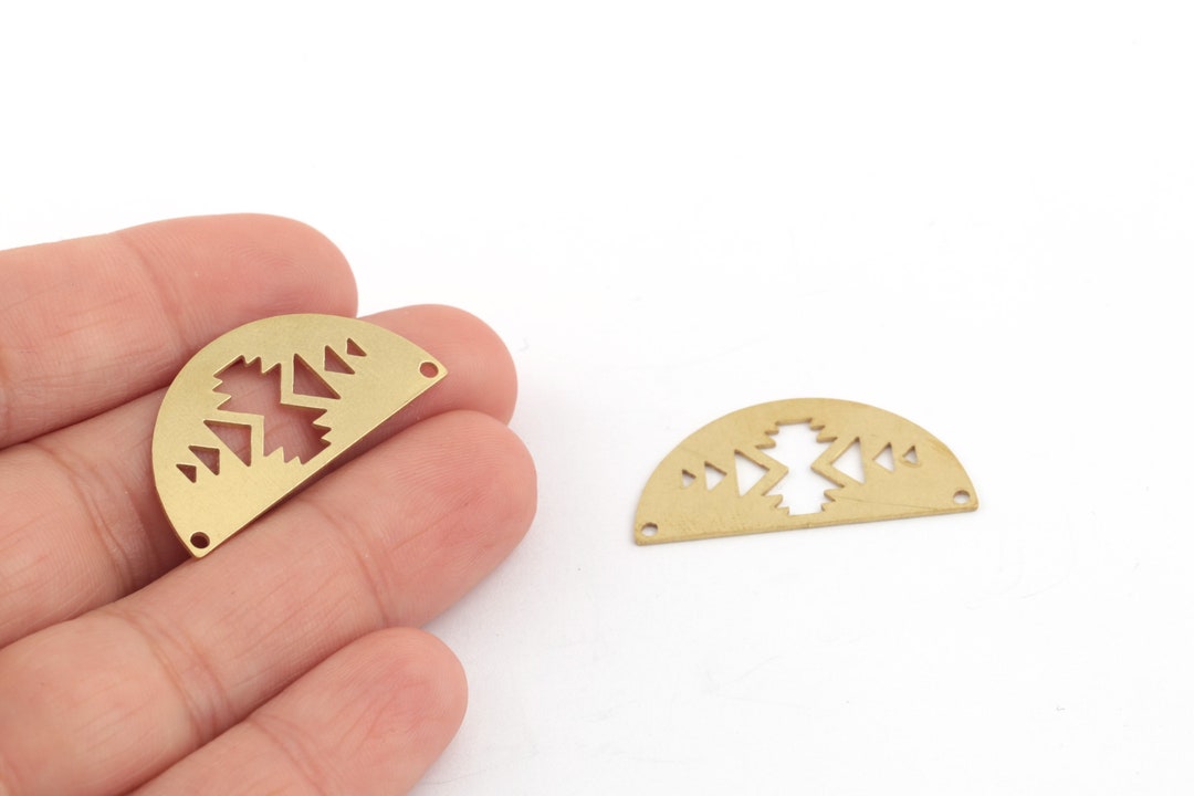 Raw Brass Laser Cut D Shape Charms, Raw Brass Semi Circle Earrings ...