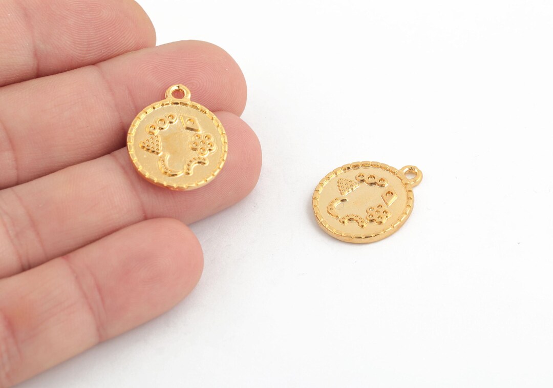 24k Gold Plated Mystic Coin Pendant, Spiritual Amulet Jewelry, Mystical ...