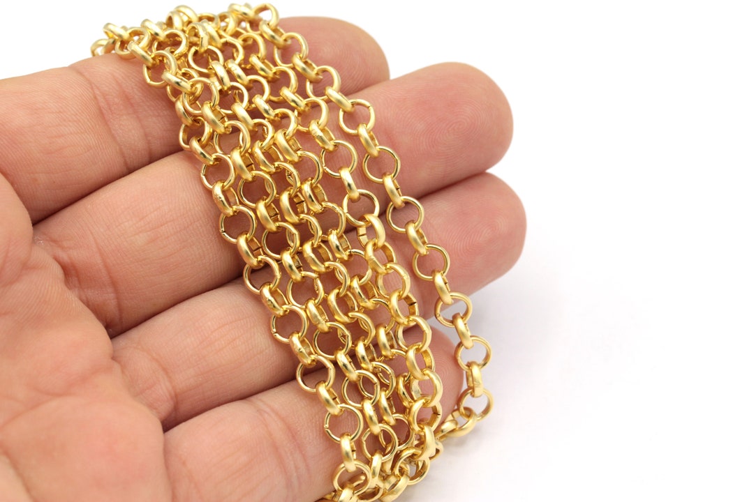 Matt Gold Plated Round Linked Chains, Matt Gold Rolo Chains, Necklace ...
