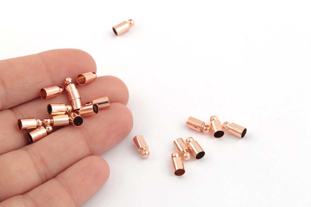 İnner 3.5mm Rose Gold Plated End Caps, Cord End, Beads Cap, Cord Tip ...