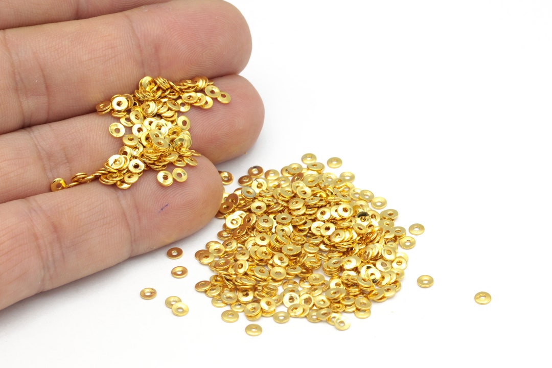 3mm 24k Gold Plated Disc Charms, Round Connector, Stamped Disc, Coins ...