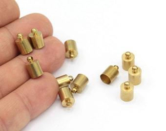 12 Pcs 6x10mm Raw Brass End Cap , Solid Brass End Cap , Cord End , Tube End Cap DS-RAW-591 - Etsy
