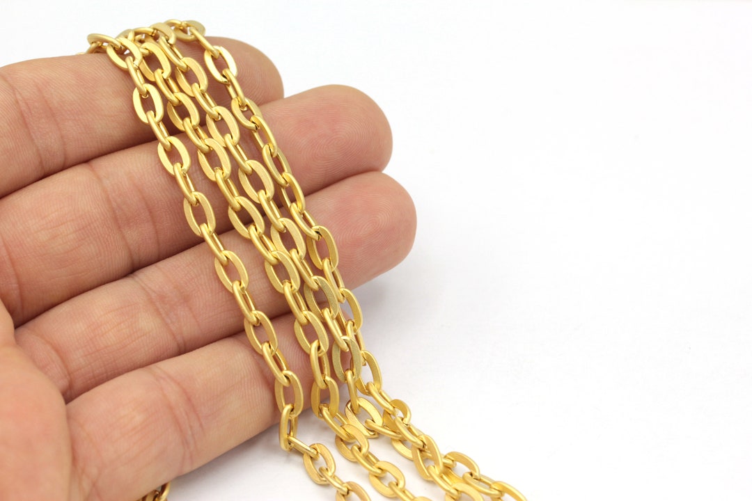 Matt Gold Plated Oval Chains, Oval Rolo Chains, Matt Gold Plated Bulk ...
