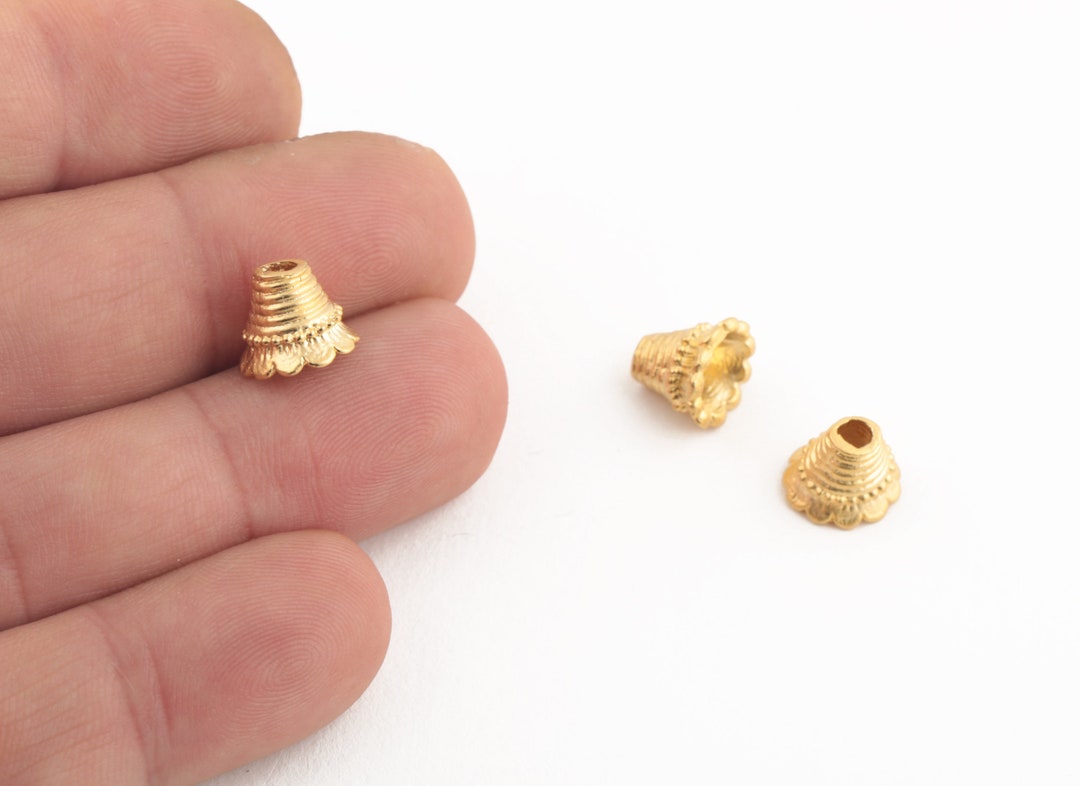 9x10mm Matt Gold Plated Cone Caps Findings, Cone Bead Caps, Pyramid ...