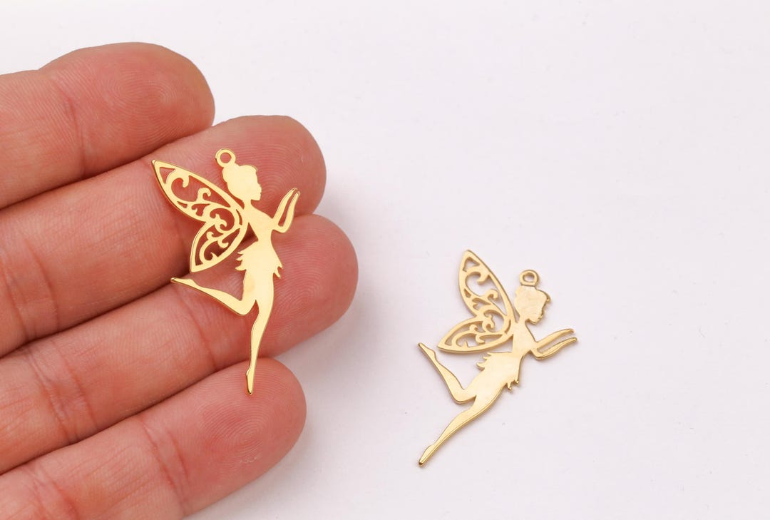 24k Gold Plated Fairy Pendant, Fairy Wing Design, Magical Fairy Charm ...