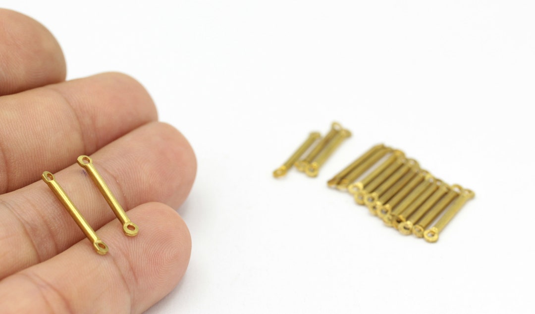 Raw Brass Long Bar, Two Holes Connectors, Long Bar Necklace, Rectangle ...