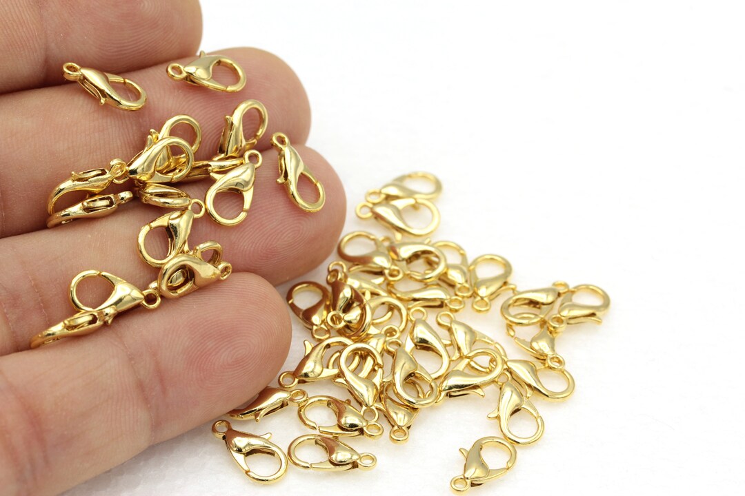 12mm 24k Shiny Gold Plated Claw Clasp, Lobster Clasp, Parrot Clasp ...