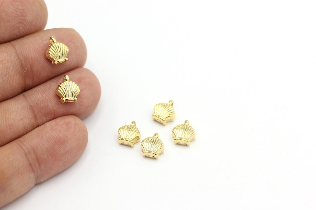 24k Gold Plated Sea Shell Charm, Gold Plated Sea Shell Jewelry, Sea ...