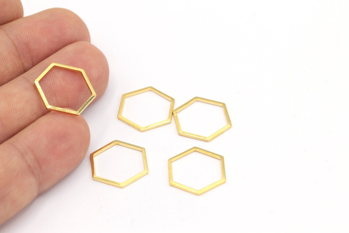 Hexagon Charms 24k Shiny Gold Plated Hexagon Connector - Etsy