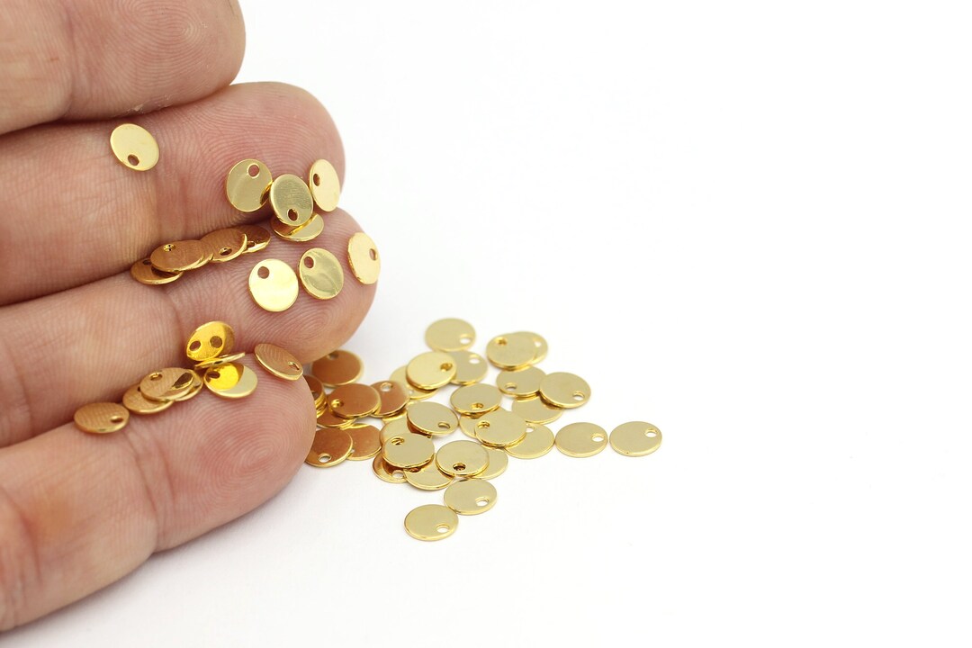 6 Mm 24k Gold Plated Disc, Stamped Disc, Coins Jewelry, 1 Holes Disc ...