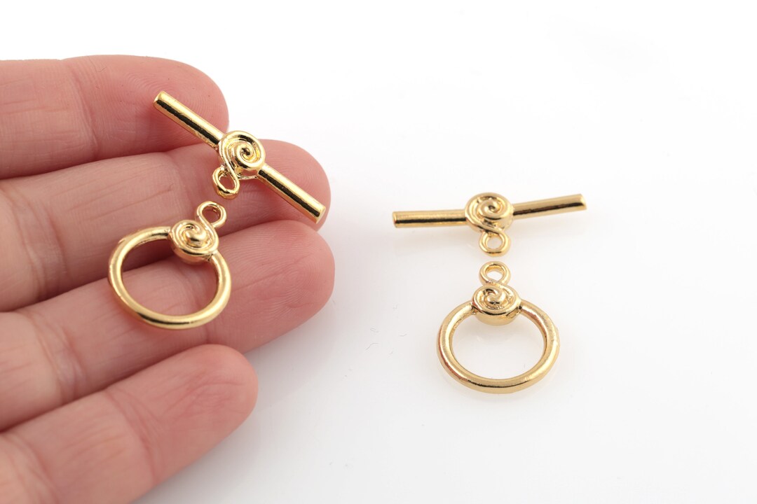 24k Shiny Gold Plated Toggle Clasp, T Bar Lock, Bracelet Closures, T ...