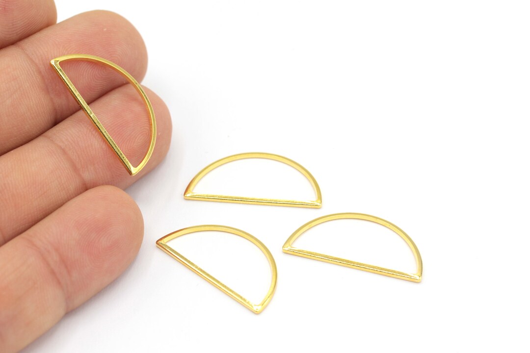 24k Gold Plated Half Round Charms, Half Circle Jewelry, Half Round Wire ...