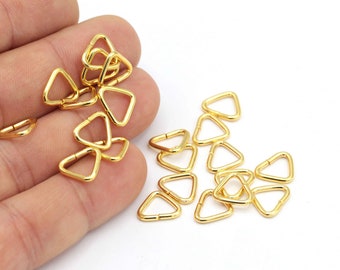 12 Pcs 24k Shiny Gold Plated Triangle Jump Rings, Jump Rings, Triangle ...