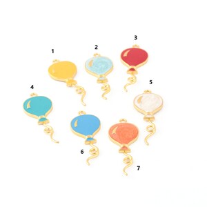 24k Gold Plated Enamel Balloon Charm, Balloon Pendant, Colorful Air ...